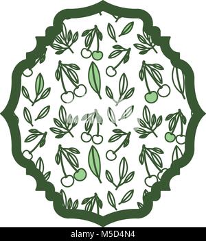 cherries fresh fruit with leafs frame Stock Vector Image & Art - Alamy