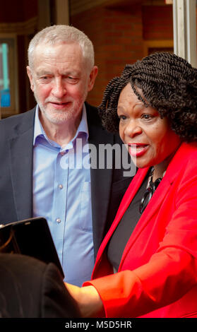 Labour leader Jeremy Corbyn with Professor Deirdre Heenan during a ...