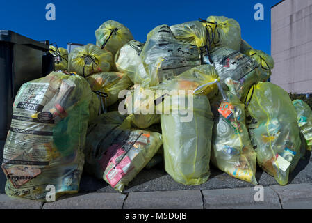 rubbish yellow bags recycling environment waste refuse german germany ...