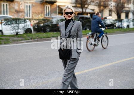 Blogger Caroline Daur attending the Alberta Ferretti show during Milan ...