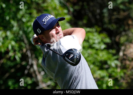 Justin Thomas hits his tee shot on the 12th hole during the first round ...