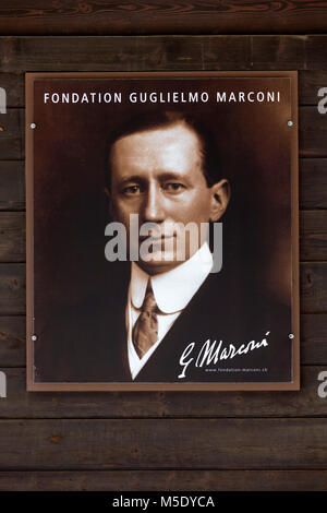 Sign, signs, commemorative table, Marconi Stock Photo - Alamy