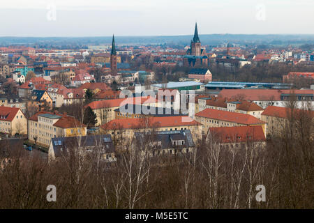 Bitterfeld, Germany - 21 February 2018: View of the East German city of ...