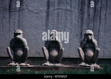 Three wise monkeys at the Sabarmati Ashram, known as Gandhi Ashram in ...
