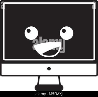 contour kawaii cute happy screen monitor Stock Vector Image & Art - Alamy