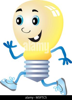 Cartoon illustration of a light bulb running Stock Vector Image & Art ...