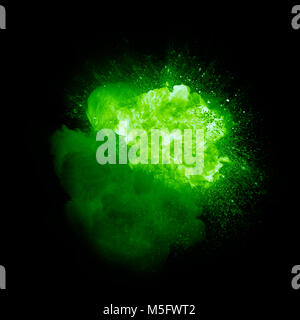 Green bomb smoke on black isolated background Stock Photo - Alamy