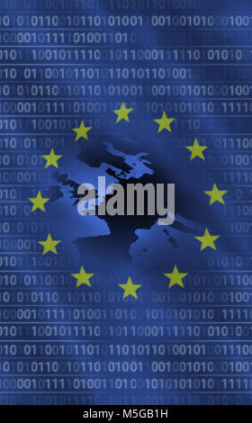 European union flag with binary codes, Close-up Stock Photo - Alamy