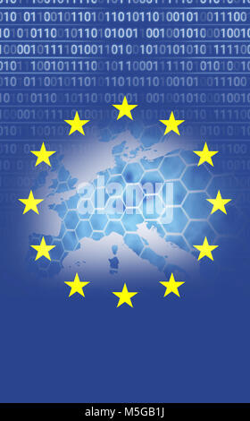 European union flag with binary codes, Close-up Stock Photo - Alamy