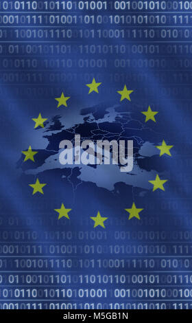 European union flag with binary codes Stock Photo - Alamy