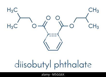 Diisobutyl phthalate (DIBP) plasticizer molecule. Stylized skeletal ...