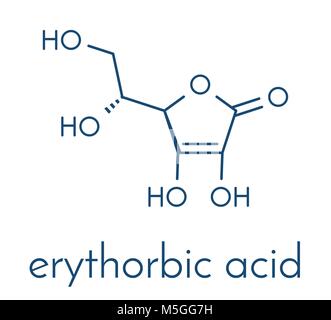 Erythorbic acid food preservative molecule (antioxidant). Skeletal ...