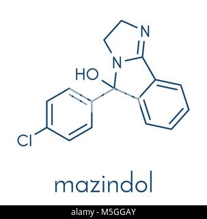 Mazindol appetite suppressant drug molecule. Skeletal formula Stock ...