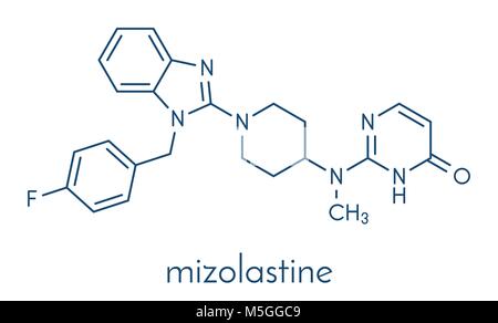 Mizolastine antihistamine drug molecule. Skeletal formula Stock Vector ...