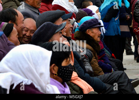 Xining, China's Qinghai Province. 23rd Feb, 2018. Folk artists perform ...