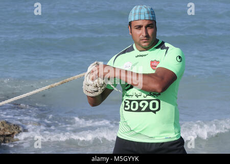 Ehsan Haddadi, the second discus throw men 2012 London Olympics, is practicing in Kish Island ...