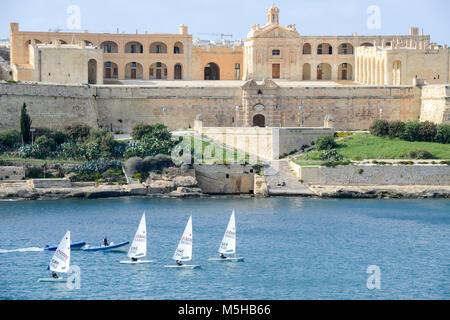 Manoel island, Malta - 31 October 2017: regatta of sailboats in front ...