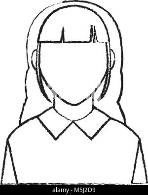 grunge avatar woman head with default face vector illustration Stock ...
