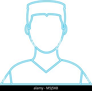 neon line avatar man with default face and shirt vector illustration ...