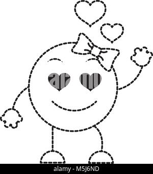 dotted shape female emoji enamored face with chat bubble Stock Vector ...