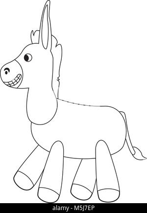 Donkey pinata birthday cartoon black and white lines vector ...