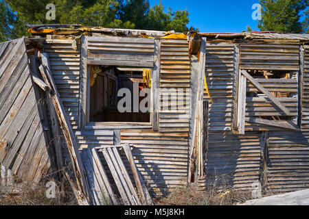 Old wooden cabin house destroyed by hurricane and abandoned Stock Photo ...