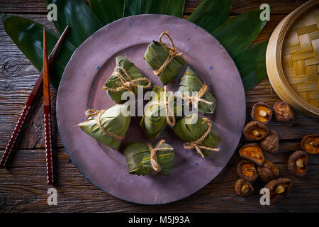 Zongzi Glutinous sticky Rice Dumplings recipe wrap with bamboo leaves ...