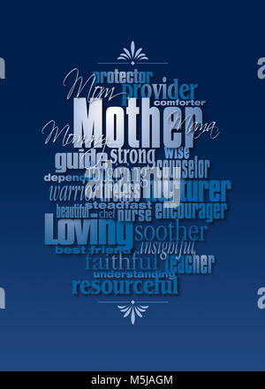 Graphic composition of personality traits of a mother. Art suitable for ...
