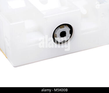 Used inkjet printer cartridges on recycle symbol. 3D illustration Stock ...