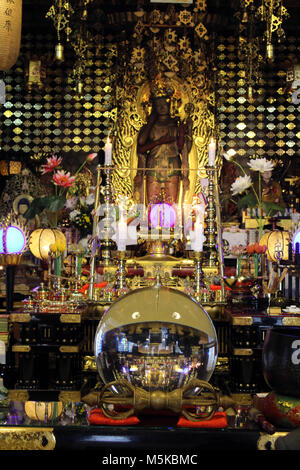 The altar of "Frog Temple" in Ogori, Fukuoka, Japan. Taken in February ...