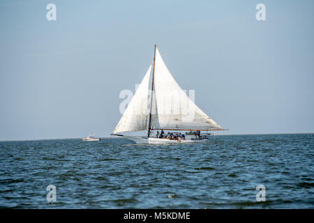 Traditional Skipjack boat cuts through Chesapeake Bay waters with other ...