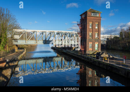 Barton Swing Aqueduct (1894) which carries the Bridgewater Canal over ...