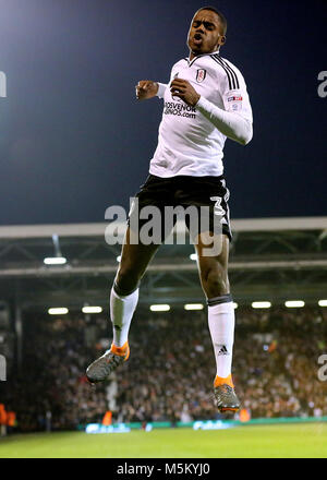 Fulham's Ryan Sessegnon celebrates scoring his side's first goal of the ...