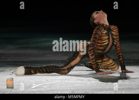 Alina Zagitova from Russia performs her exhibition program during 2018 ...
