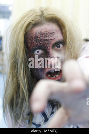 Mallorca, Spain. 24th February, 2018. Zombies have attacked the small ...