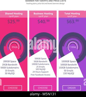 Price chart. Tariffs comparison. Commercial service. Layout with ...