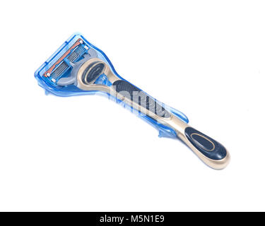 Used razor blades with handle isolated on white background Stock Photo ...