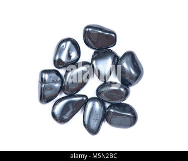 Shiny metallic gray tumbled hematite gemstone as mineral rock Stock ...