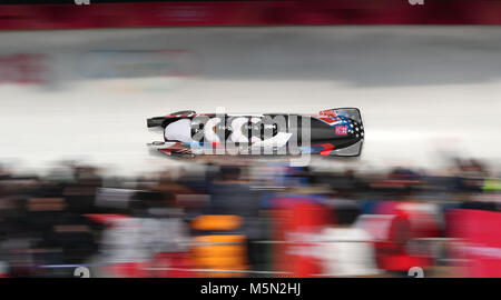 USA's Nick Cunningham and his team during the 4-man Bobsleigh at the ...