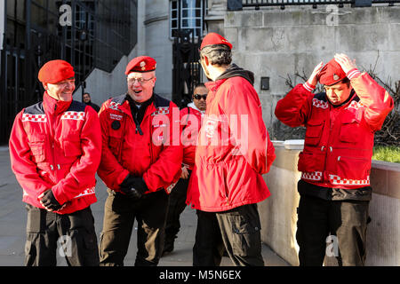 24th Feb, 2018. Guardian Angels on patrol at Trafalgar Square, London ...