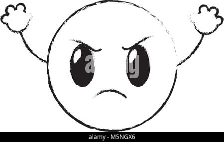 grunge angry emoji expression with arms and legs vector illustration ...