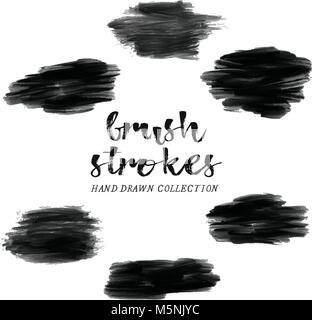 Brush strokes Set hand drawn grunge texture vector illustration ...