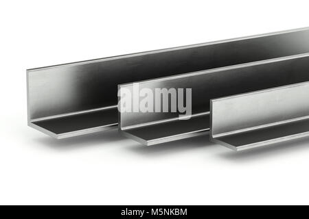 shiny rolled metal L-bar, angle isolated on white background Stock ...