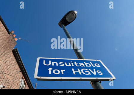 warning sign of road unsuitable for hgv;s ahead near Selby yorkshire ...