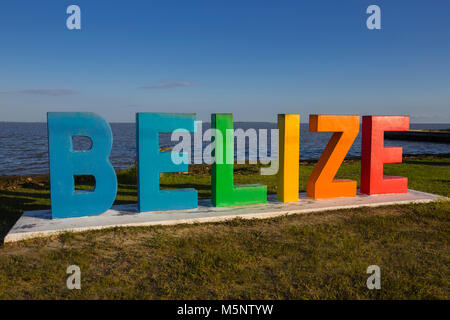 Belize Sign Monument, Belize City Stock Photo - Alamy