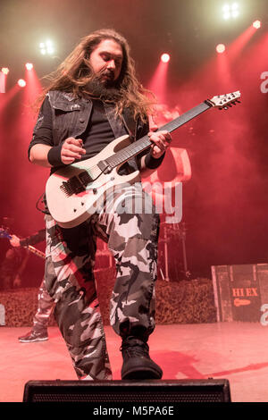 Madison, Wisconsin, USA. 24th Feb, 2018. CHRIS RORLAND of Sabaton ...