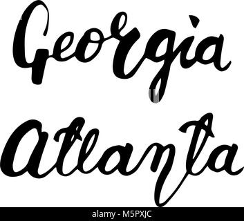 Atlanta hand-lettering calligraphy. Hand drawn brush calligraphy. City ...