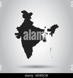 India map icon. Flat vector illustration. India sign symbol with shadow ...