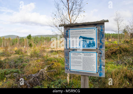 Tourist information sign with map in Evje Mineralsti- retired gemstone ...