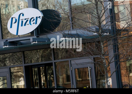 Pfizer pharmaceutical company sign, logo Stock Photo - Alamy